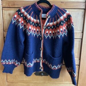 Doen | Sweaters | Doen Hue Cardigan Sweater Navy Aberdeen Fair Isle Xs ...